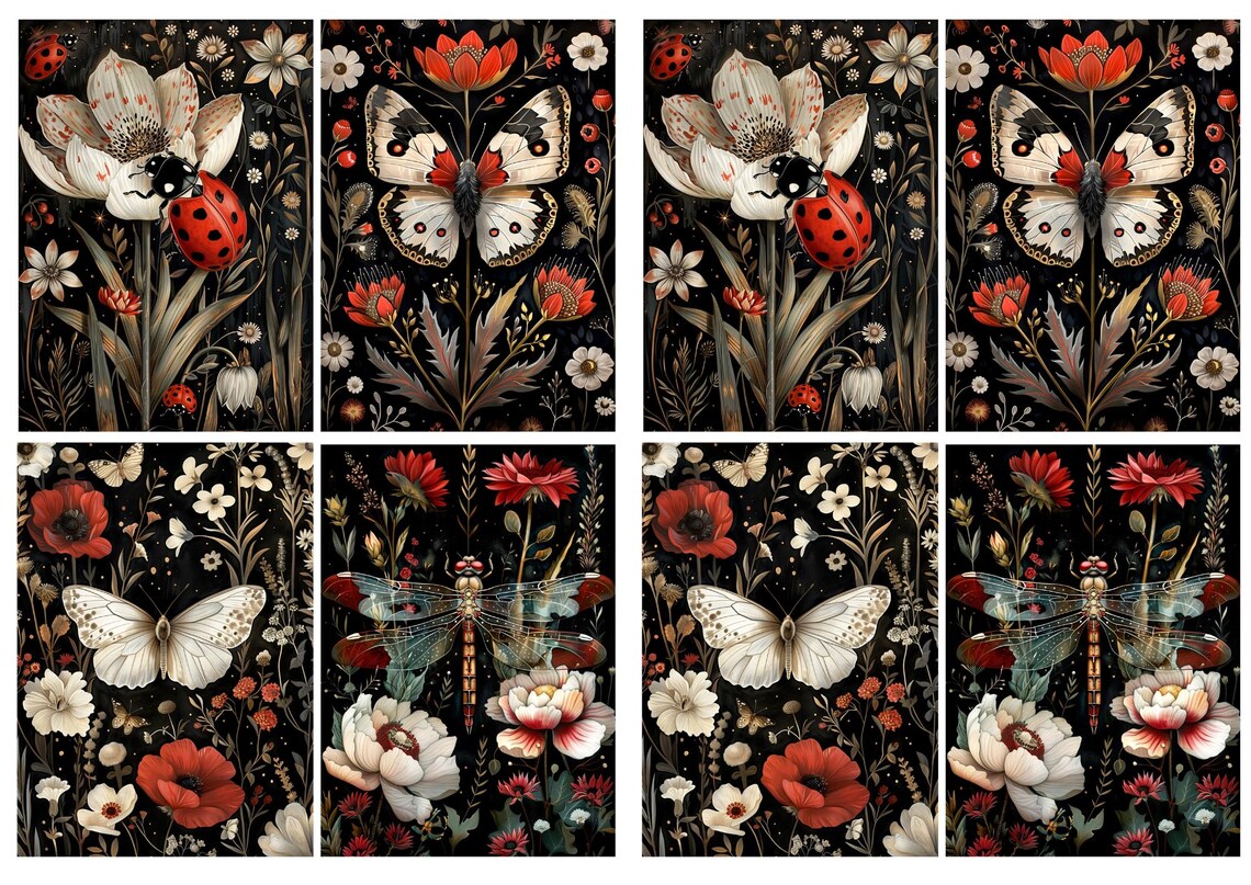 Rice Paper for Decoupage / Ladybug Dragonfly Moth / 1 Rice Paper / A4 ...