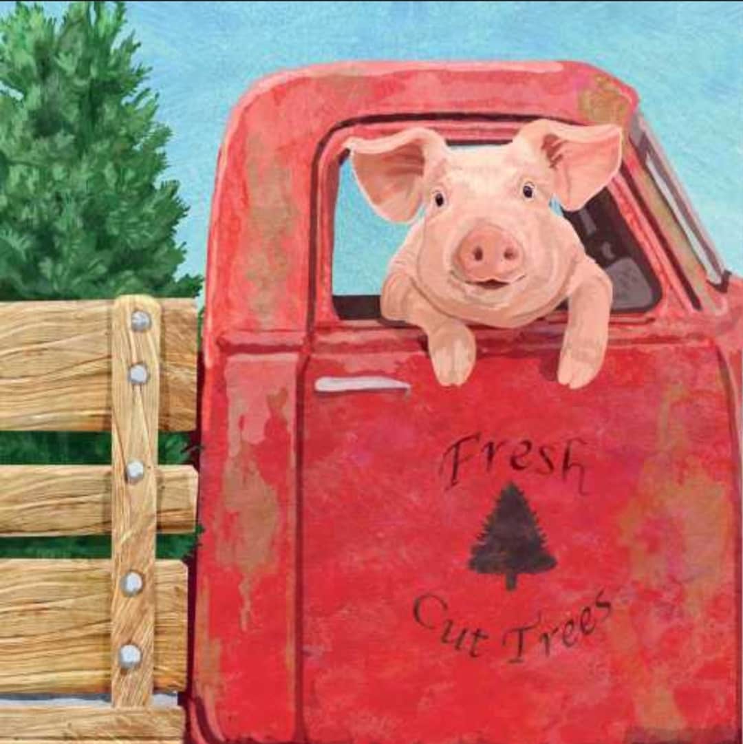 3 Decoupage Paper Napkins Pig Farm Truck Paper Napkins Set of 3 ...