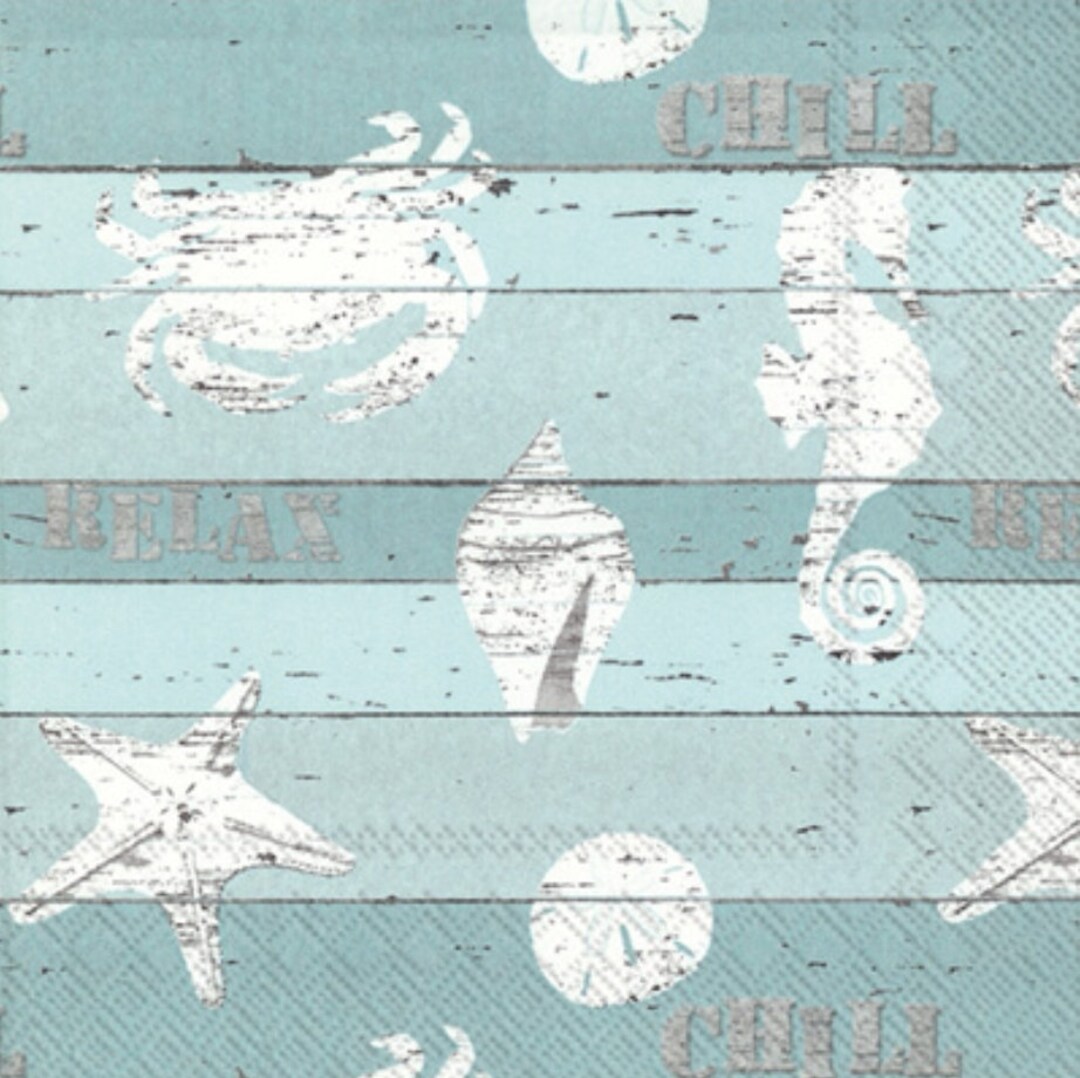 Decoupage Napkins - Ocean Crab Coral Boardwalk Paper Napkins - Set of 3 ...