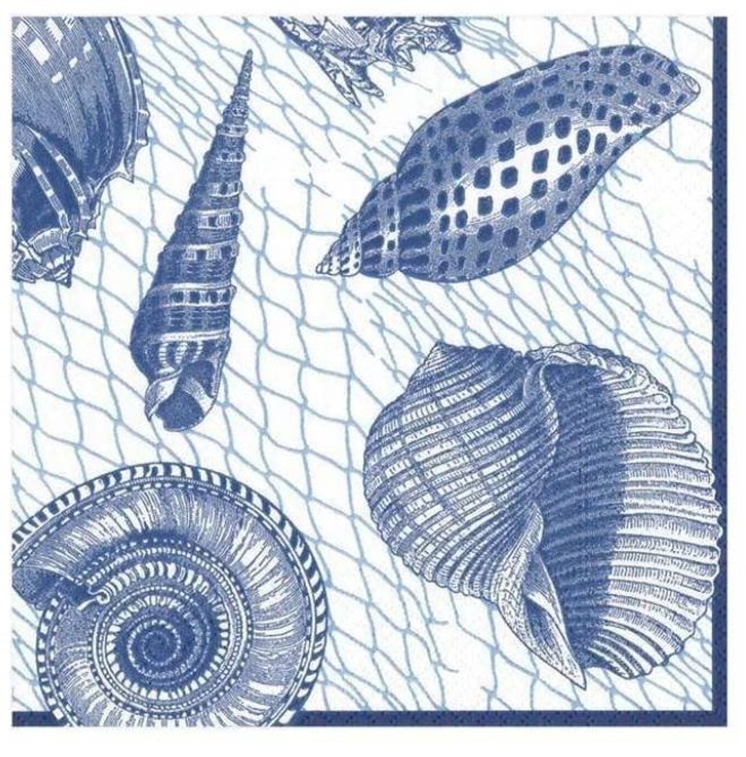 Decoupage Napkins- Seashell Paper Napkins- Set of 3- Cocktail Size - Etsy