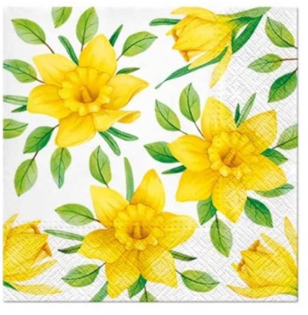 Decoupage Napkins- Daffodil Paper Napkins- Set of 3- Cocktail Size - Etsy