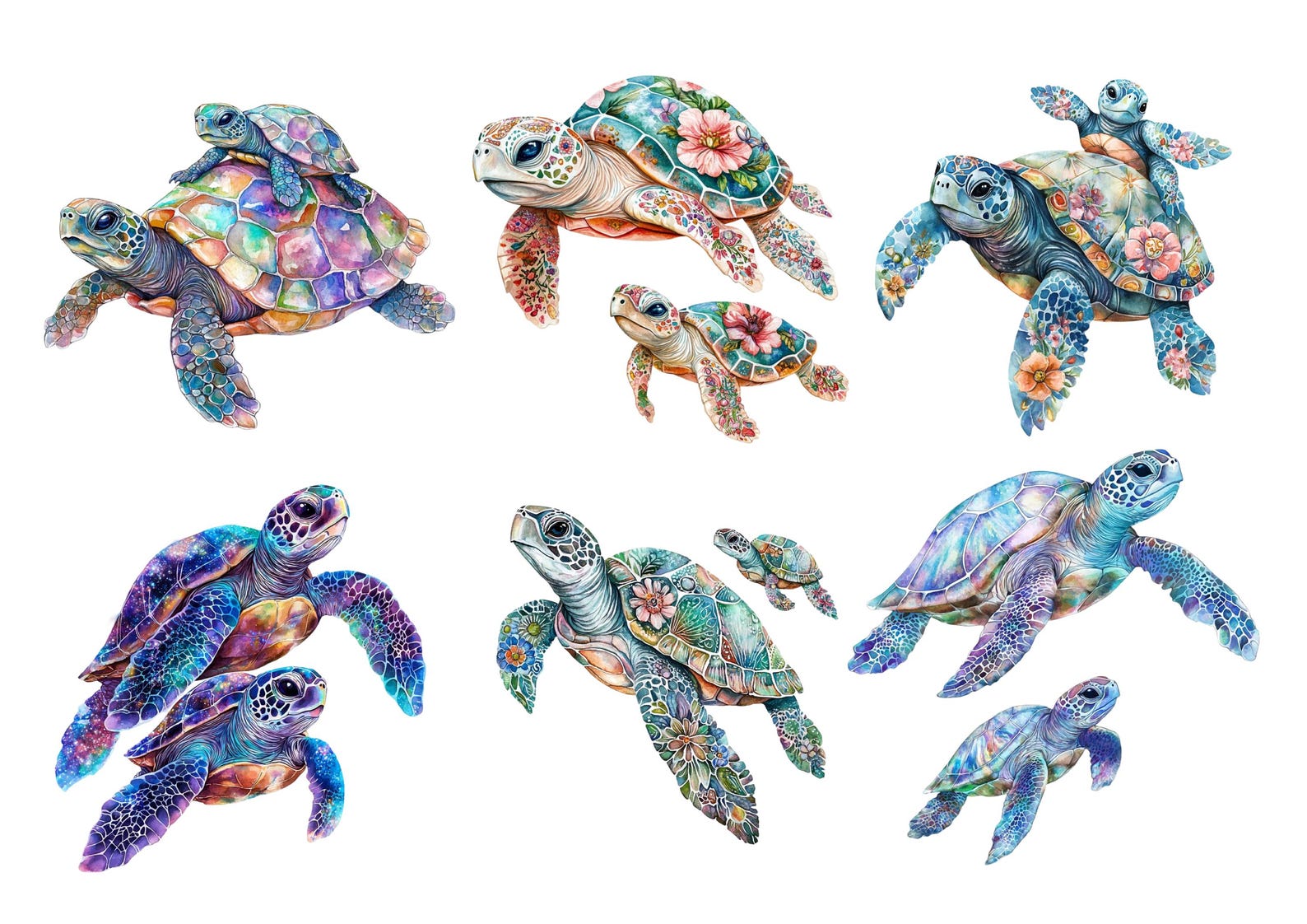 Rice Paper for Decoupage / Sea Turtle Mother / 1 Rice Paper / A4 / A5 ...