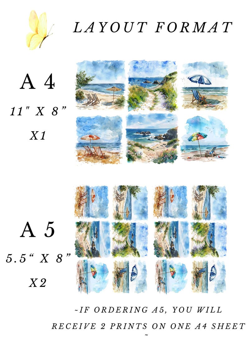 Rice Paper for Decoupage / Beach Scene Ocean Views / 1 Rice Paper / A4 ...