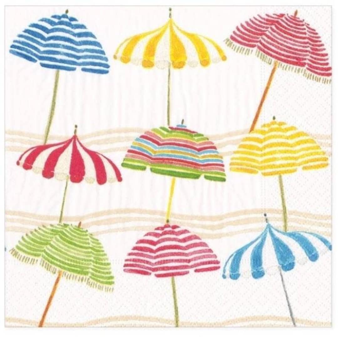 Decoupage Napkins- Beach Umbrella Parasols Paper Napkins- Set of 3 ...