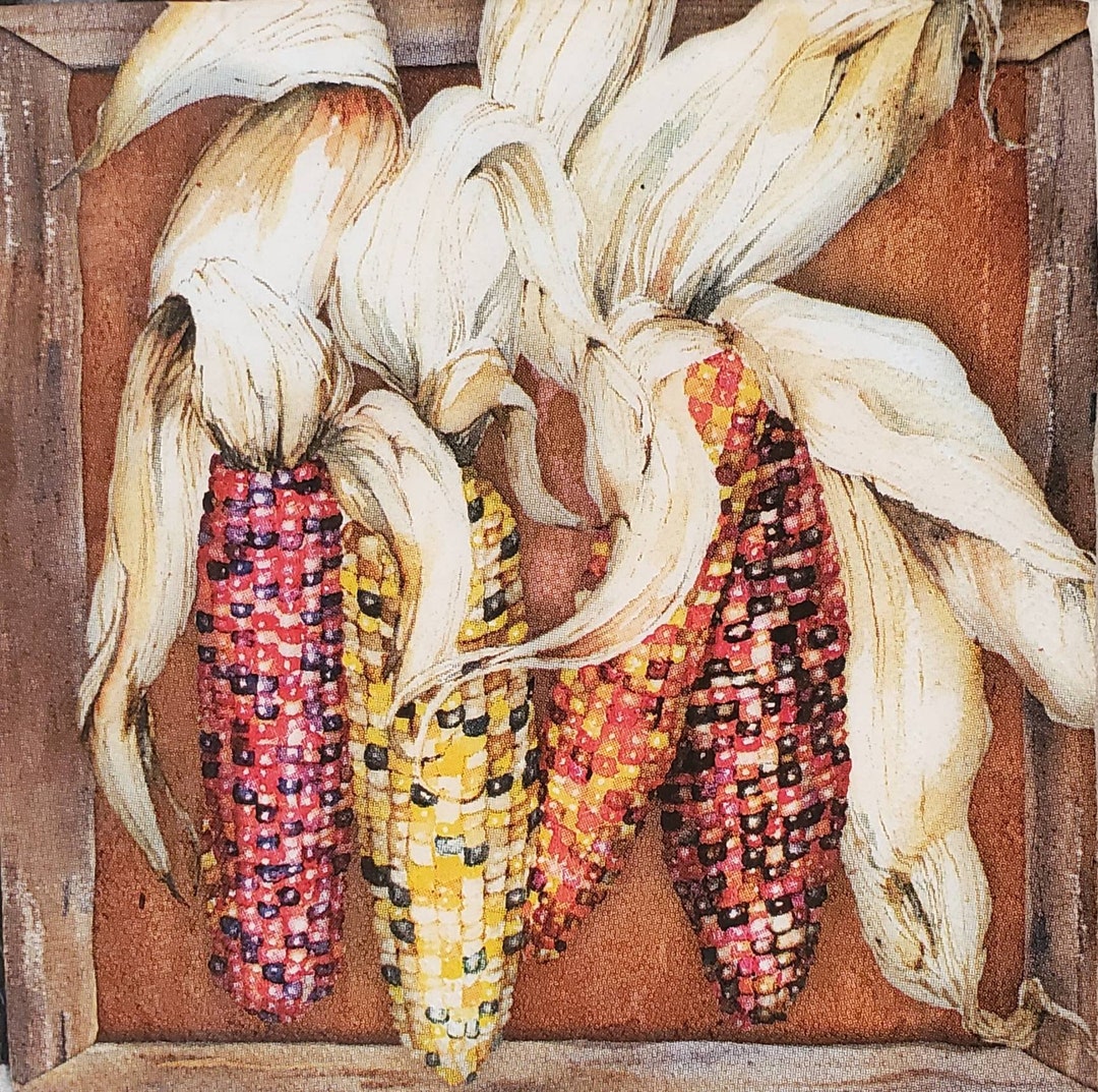 Decoupage Napkins- Fall Corn Paper Napkins- Set of 3- Cocktail Size - Etsy