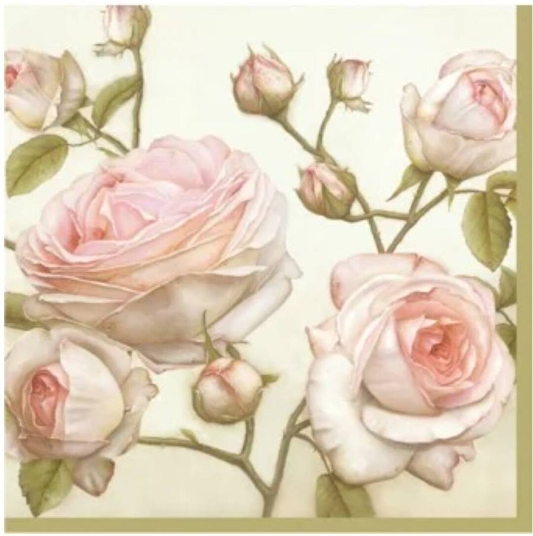 Decoupage Napkins- Rose Paper Napkins- Set of 3- Cocktail Size - Etsy