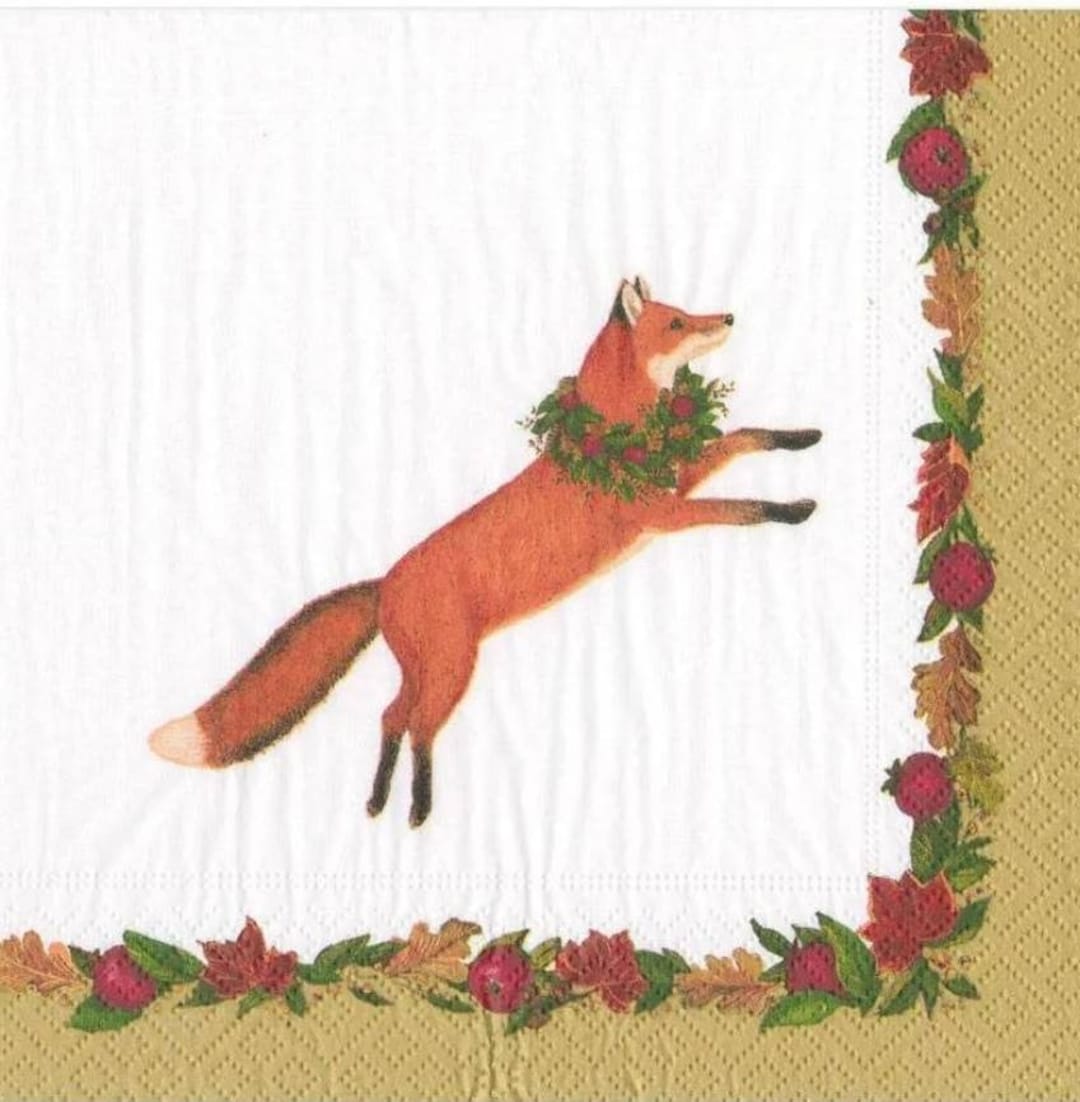 Decoupage Napkins Fox Paper Napkins Set of 3 Cocktail Size - Etsy