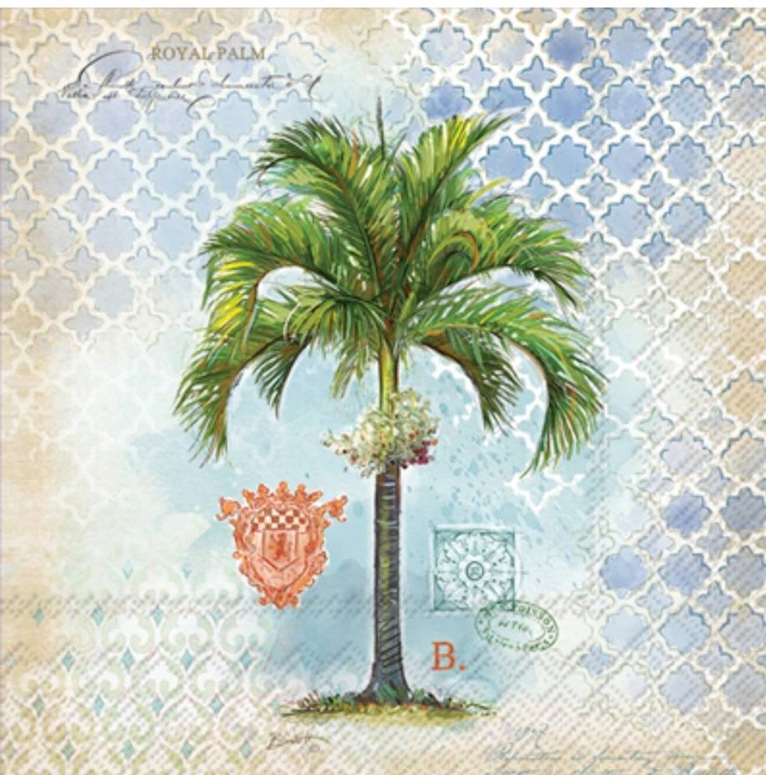 Decoupage Napkins- Tropical Palm Tree Leaf Paper Napkins- Set of 3 ...