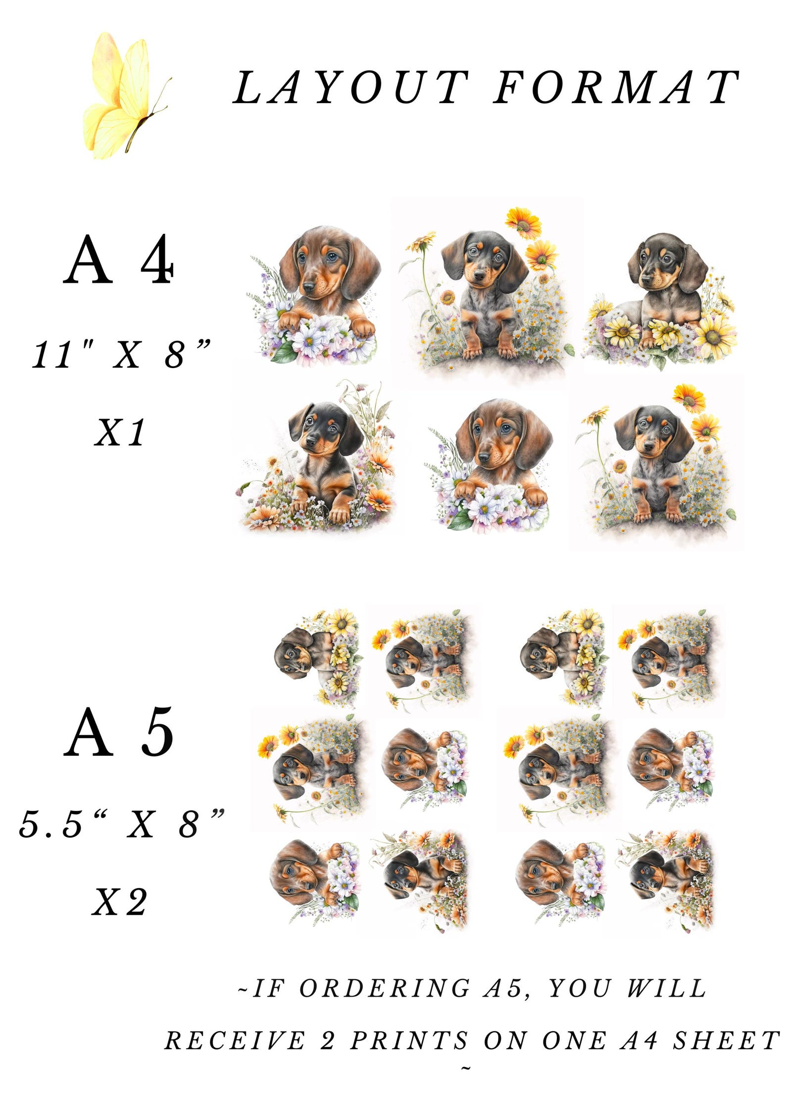 Rice Paper for Decoupage / Dachshund Dog Dogs / 1 Rice Paper / A4 ...