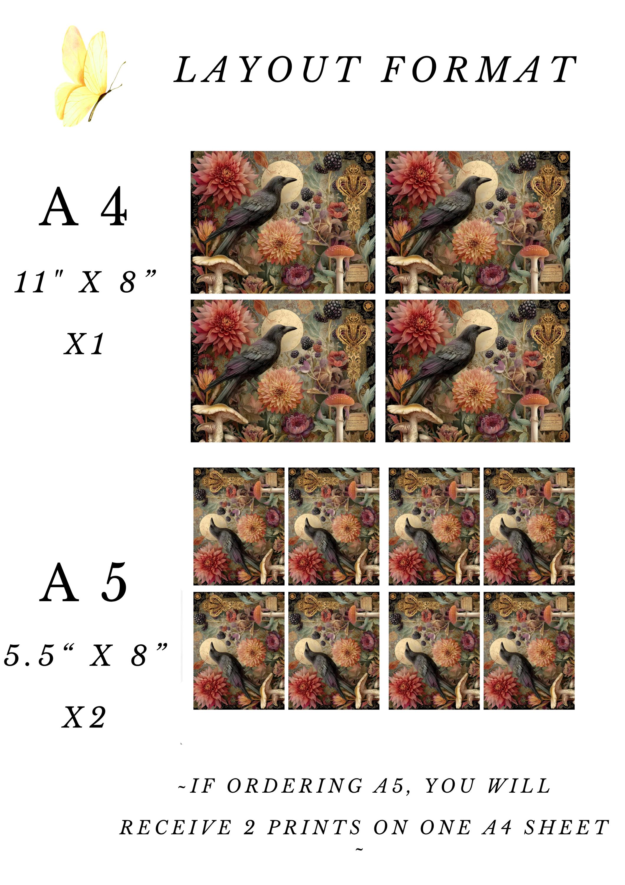 Rice Paper for Decoupage / Raven Ravens Fall Autumn Halloween Gothic ...