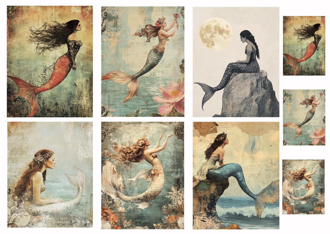 Rice Paper for Decoupage / Vintage Mermaids / 1 Rice Paper / A4 ...