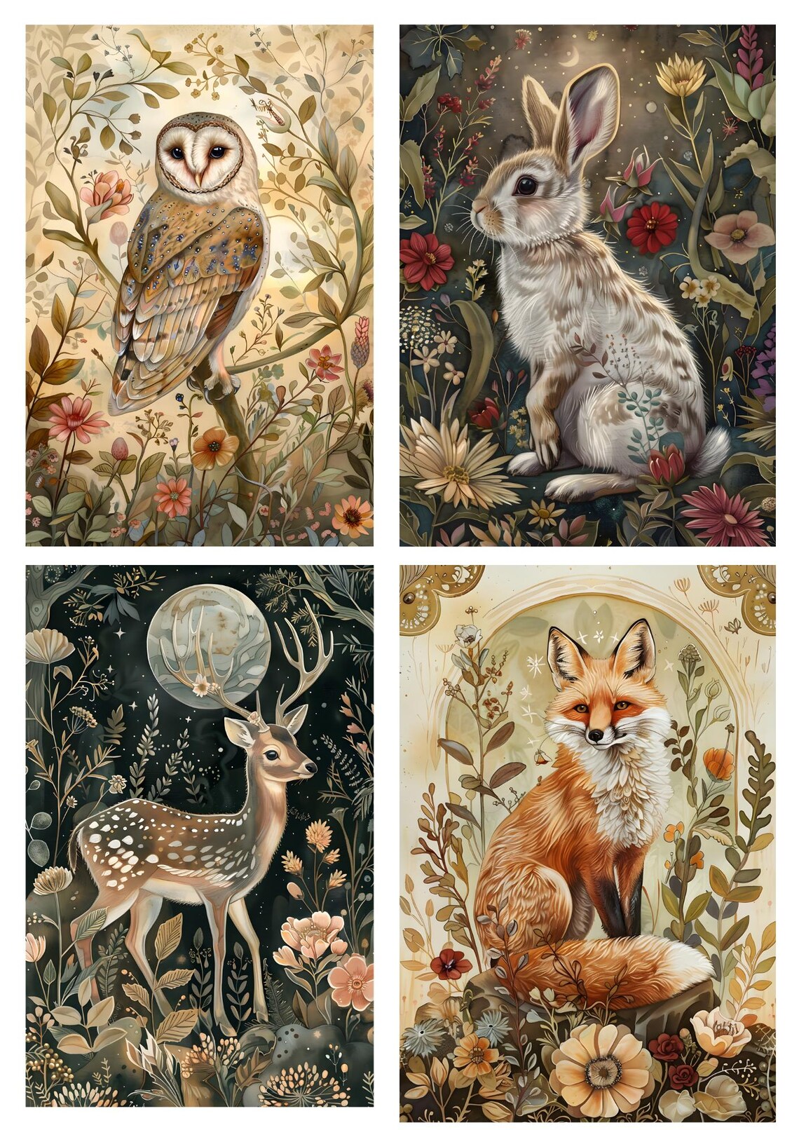 Rice Paper for Decoupage / Fox Owl Deer Rabbit Woodland Animals / 1 ...