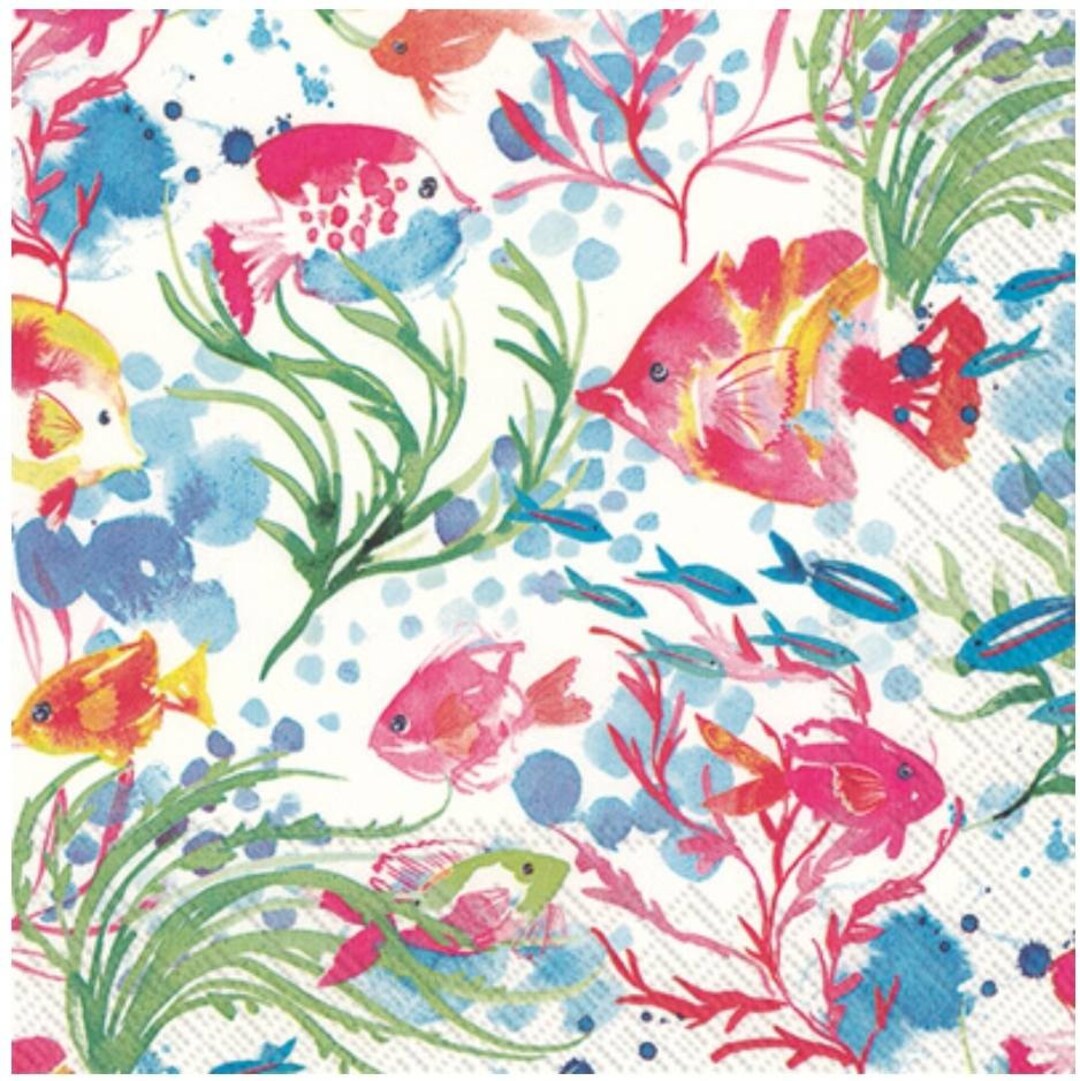 Decoupage Napkins Fish Paper Napkins Set of 3 Cocktail Size - Etsy