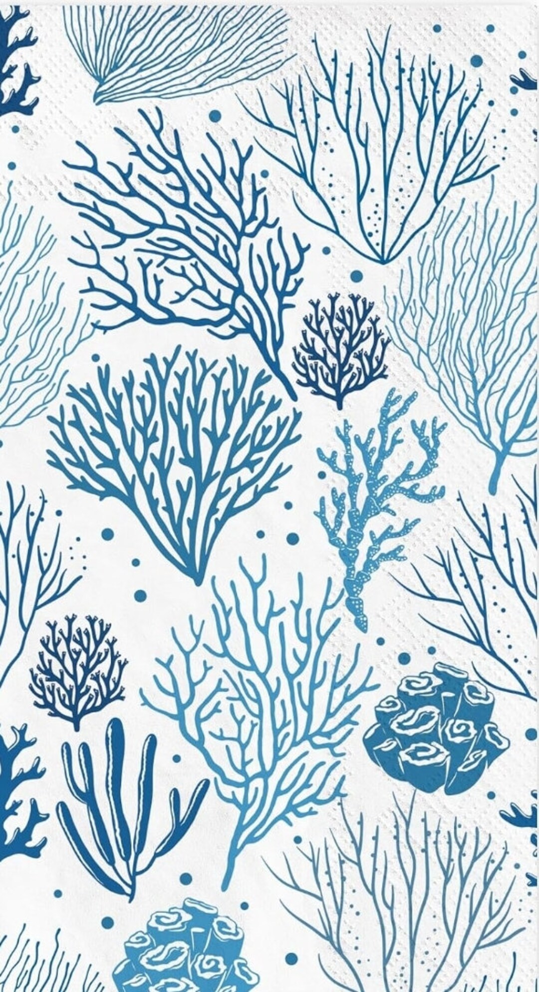 2 Decoupage Napkins - Ocean Coral Blue & White Paper Napkins - Guest ...