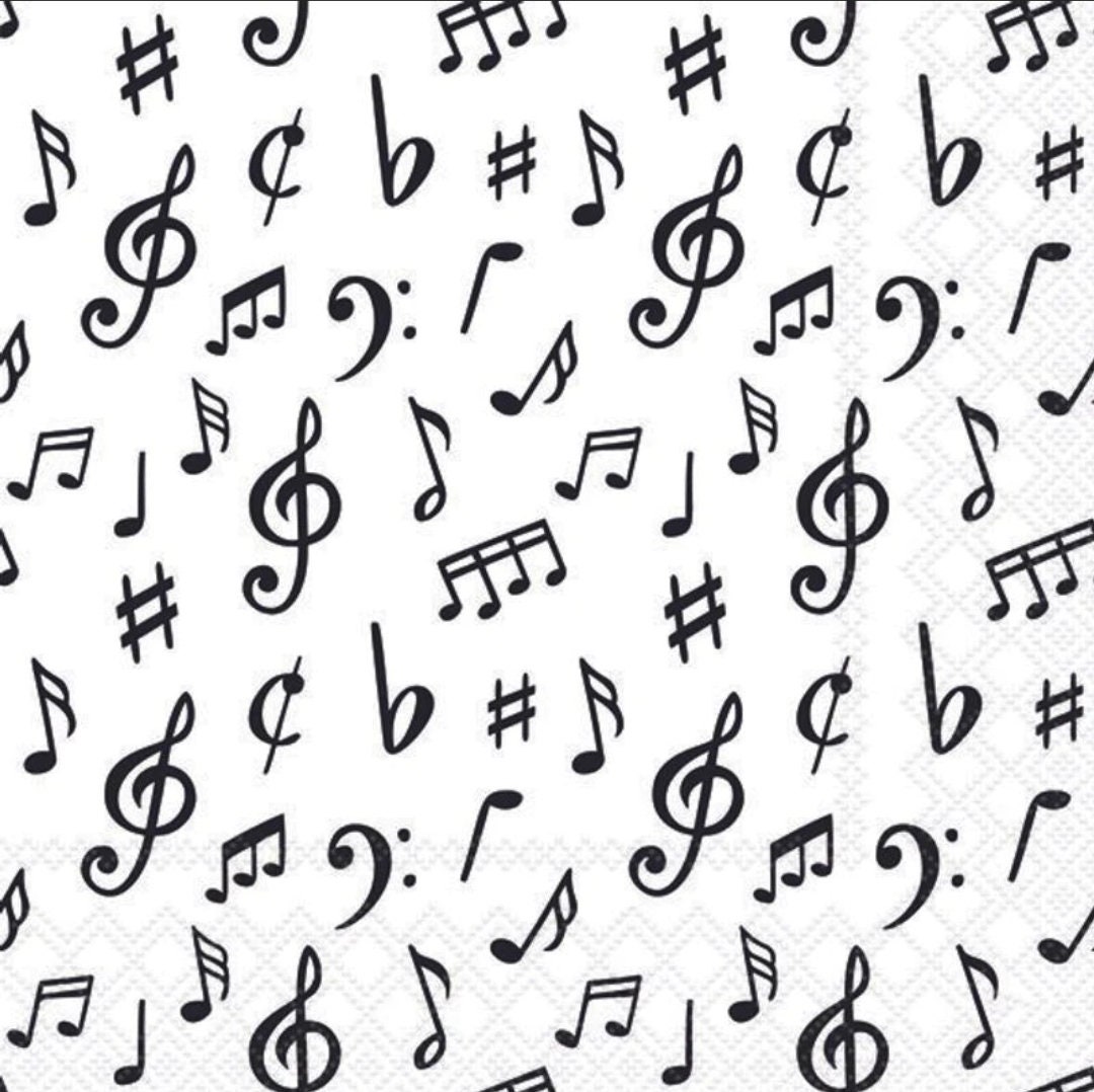 Decoupage Napkins Music Notes Paper Napkins Set of 3 Luncheon Size - Etsy
