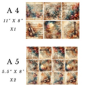 Rice Paper for Decoupage / Music Notes Sheet Music Violin Guitar / 1 ...