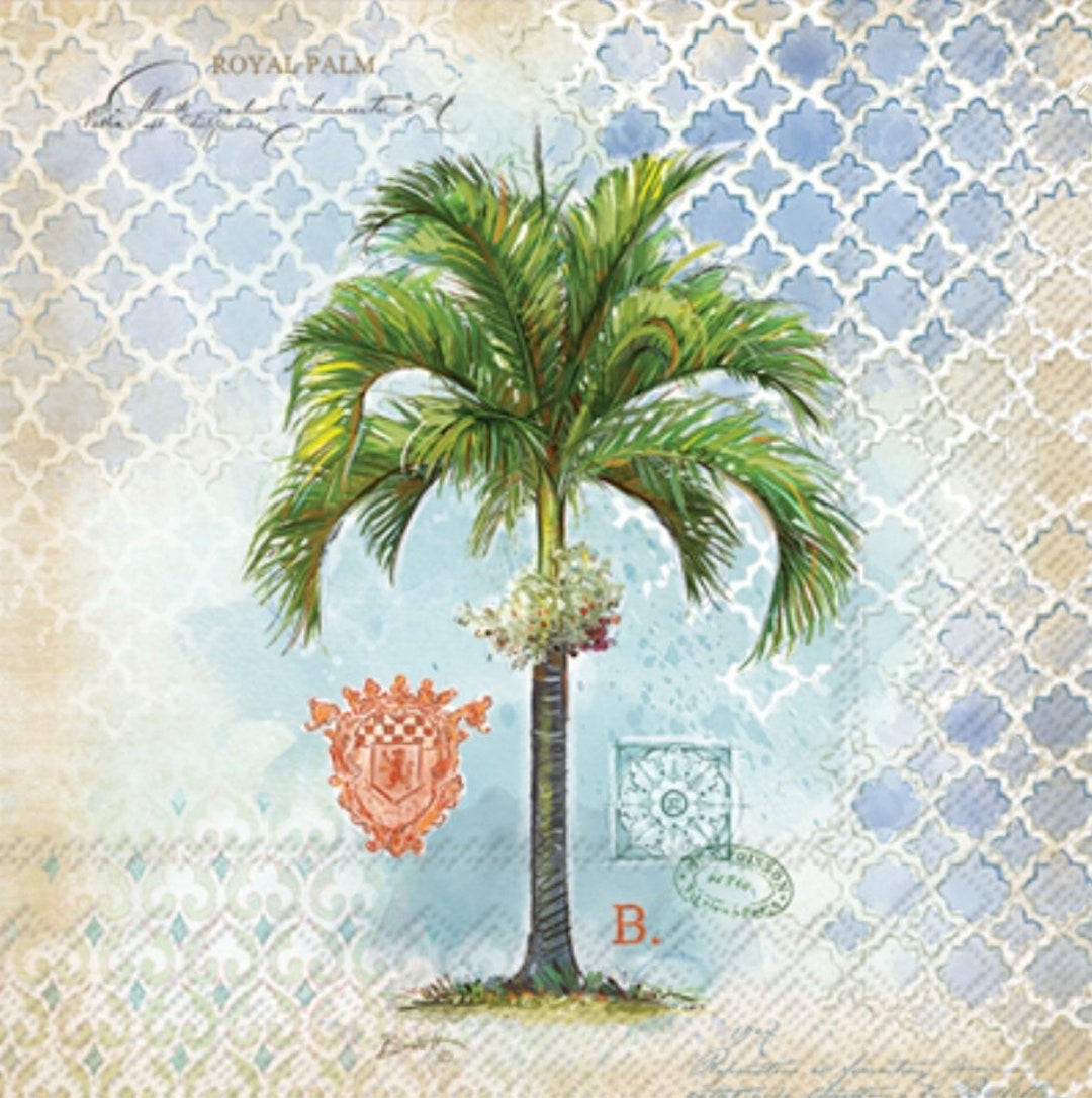Decoupage Napkins- Tropical Palm Tree Leaf Paper Napkins- Set of 3 ...