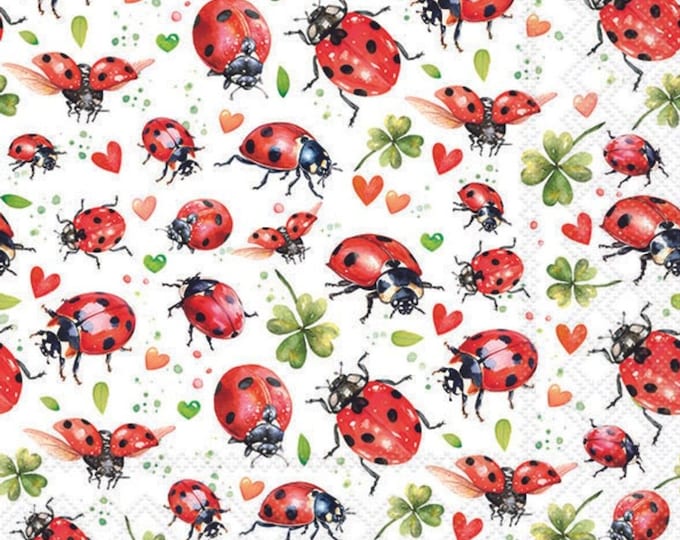 Decoupage Napkins- Ladybug Paper Napkins- Set of 3 - Luncheon Size - Etsy