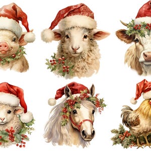 Rice Paper for Decoupage / Christmas Farm Animals Chicken Cow Pig Horse ...