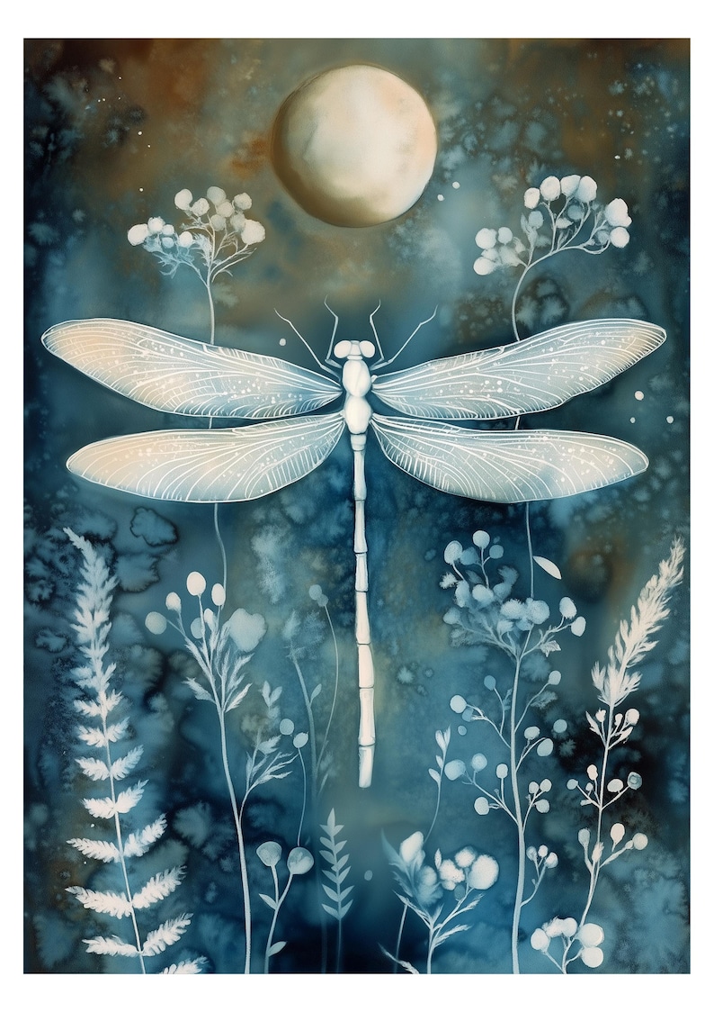 Rice Paper for Decoupage / Blue White Dragonfly / 1 Rice Paper / A4 ...
