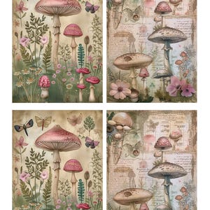 Rice Paper for Decoupage / Mushroom Forest / 1 Rice Paper / A4 / A5 ...