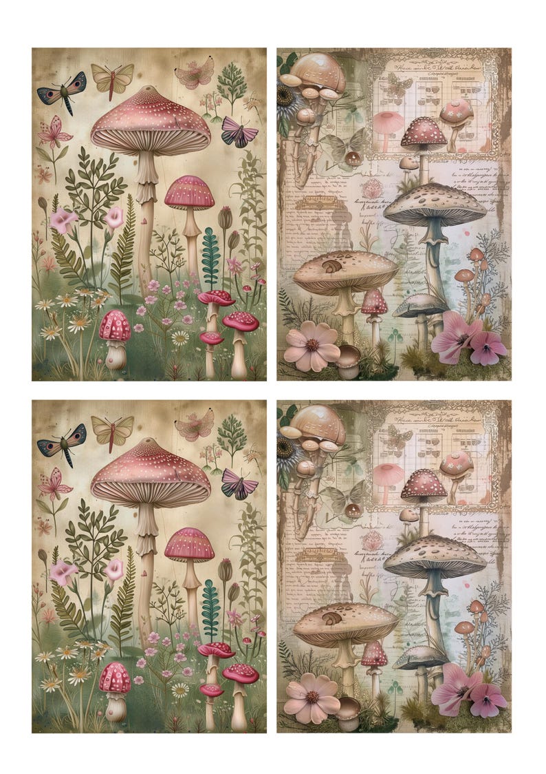 Rice Paper for Decoupage / Mushroom Forest / 1 Rice Paper / A4 / A5 ...