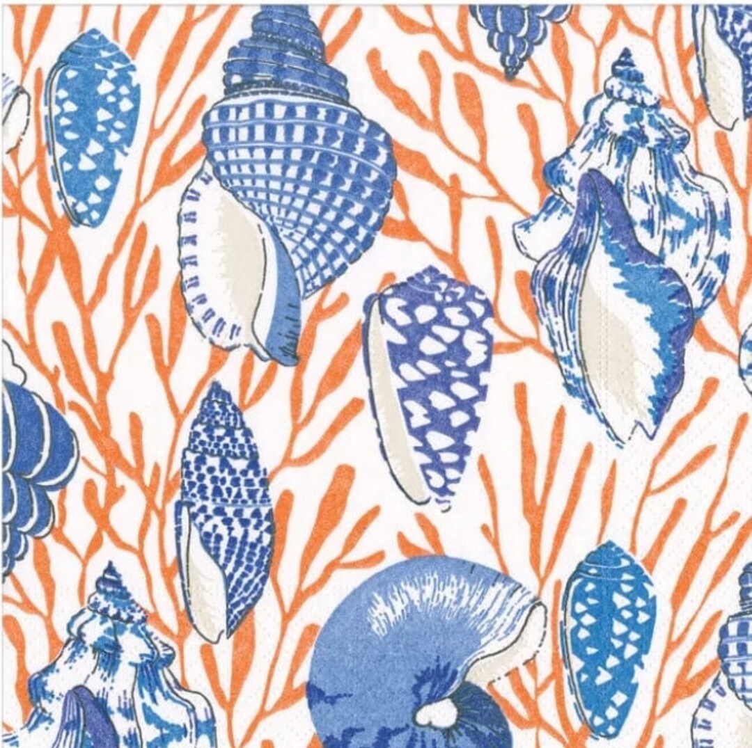 Decoupage Napkins Seashell Paper Napkins Set of 3 Cocktail - Etsy