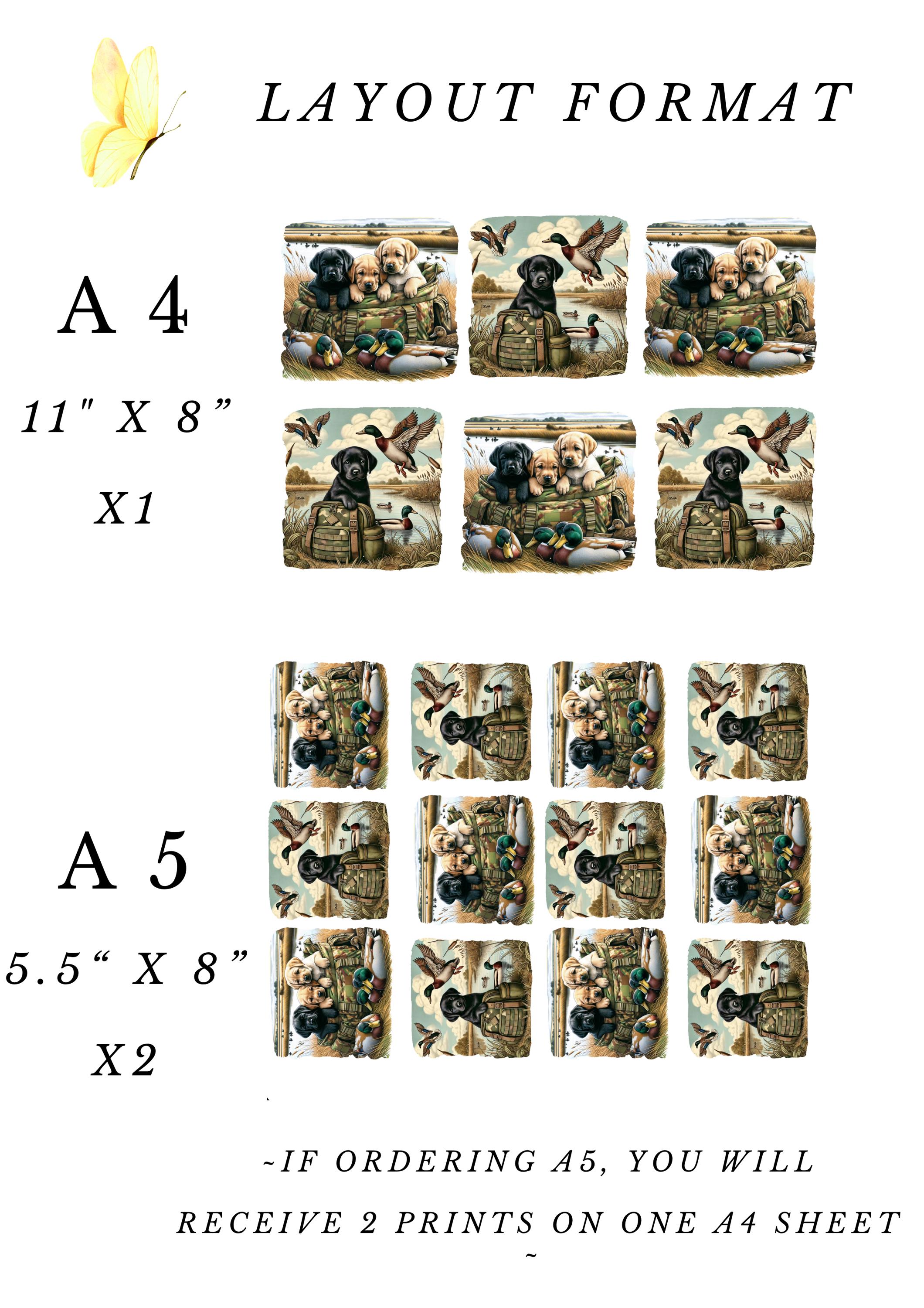 Rice Paper for Decoupage / Hunting Dogs Lab Puppy Dog Country Duck ...
