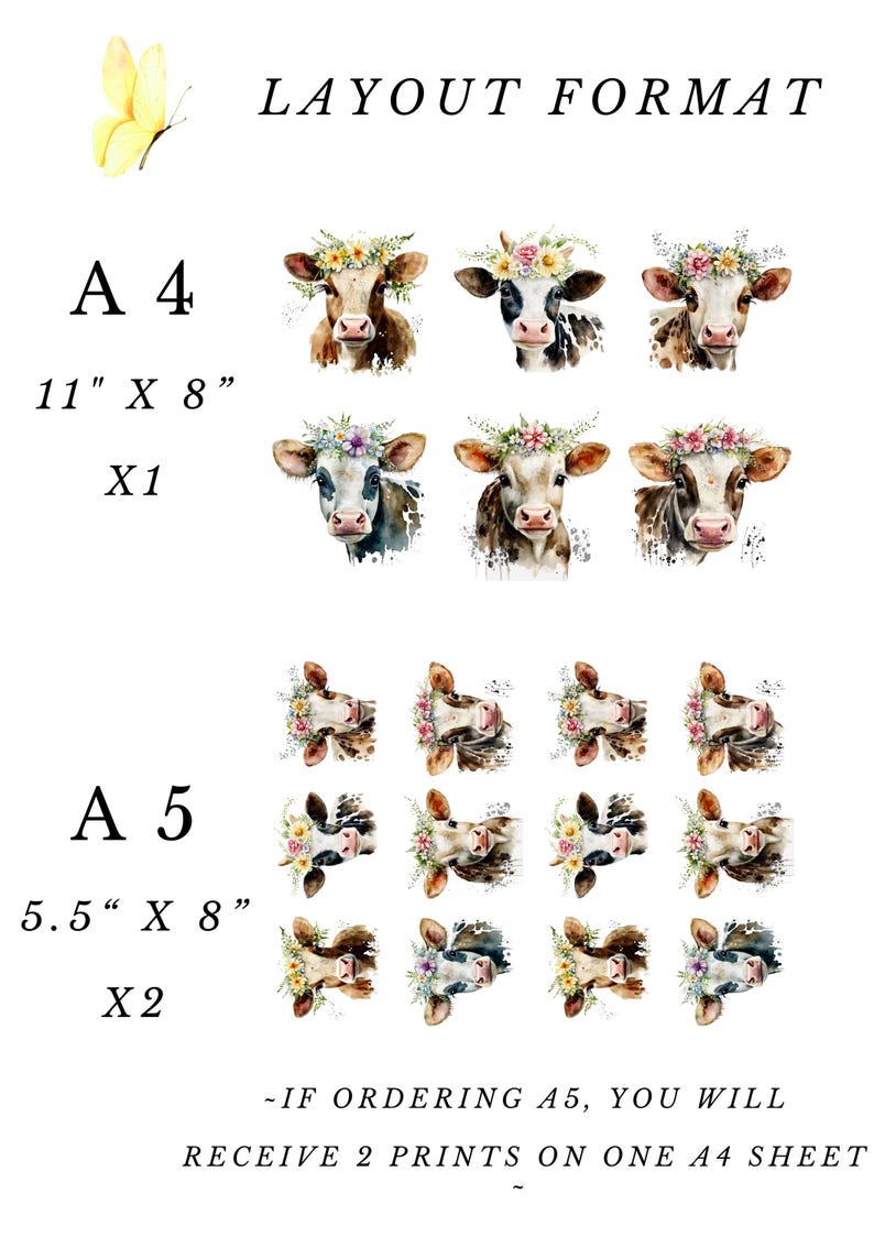 Rice Paper for Decoupage / Cow Cows / 1 Rice Paper / A4 / Customizable ...