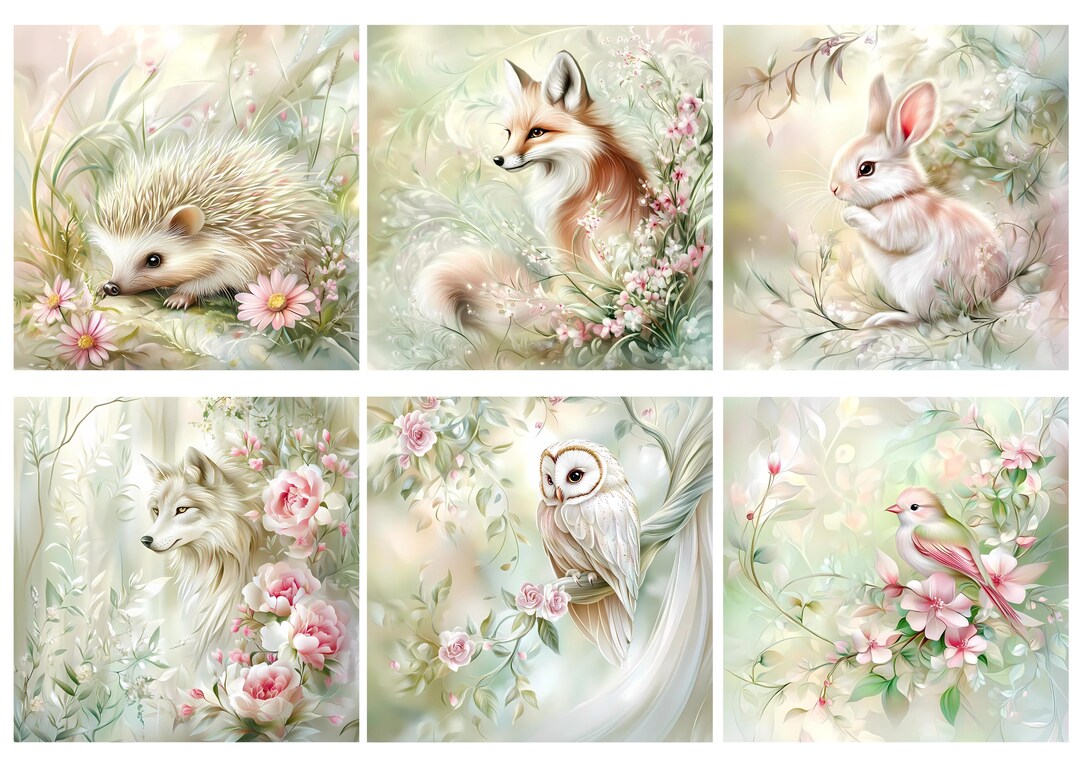 Rice Paper for Decoupage / Fox Hedgehog Owl Squirrel Bunny Enchanted ...