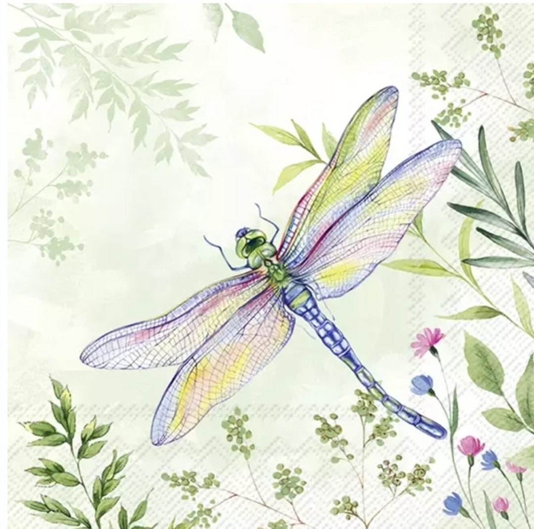 Decoupage Napkins Dragonfly Paper Napkins Set of 3 Cocktail Size - Etsy
