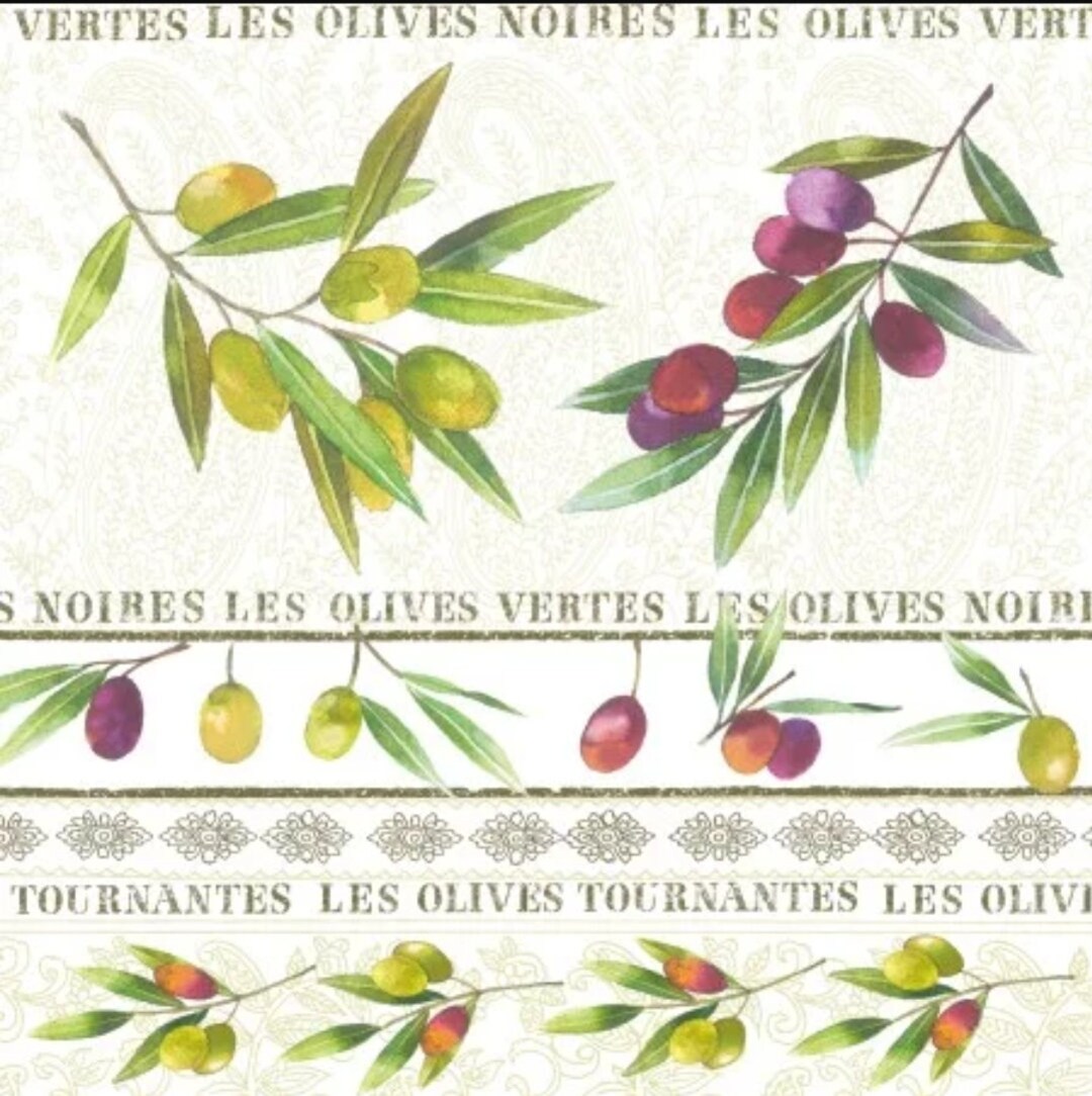 Decoupage Napkins - Olive Oil Paper Napkins - Set of 3 - Luncheon Size ...