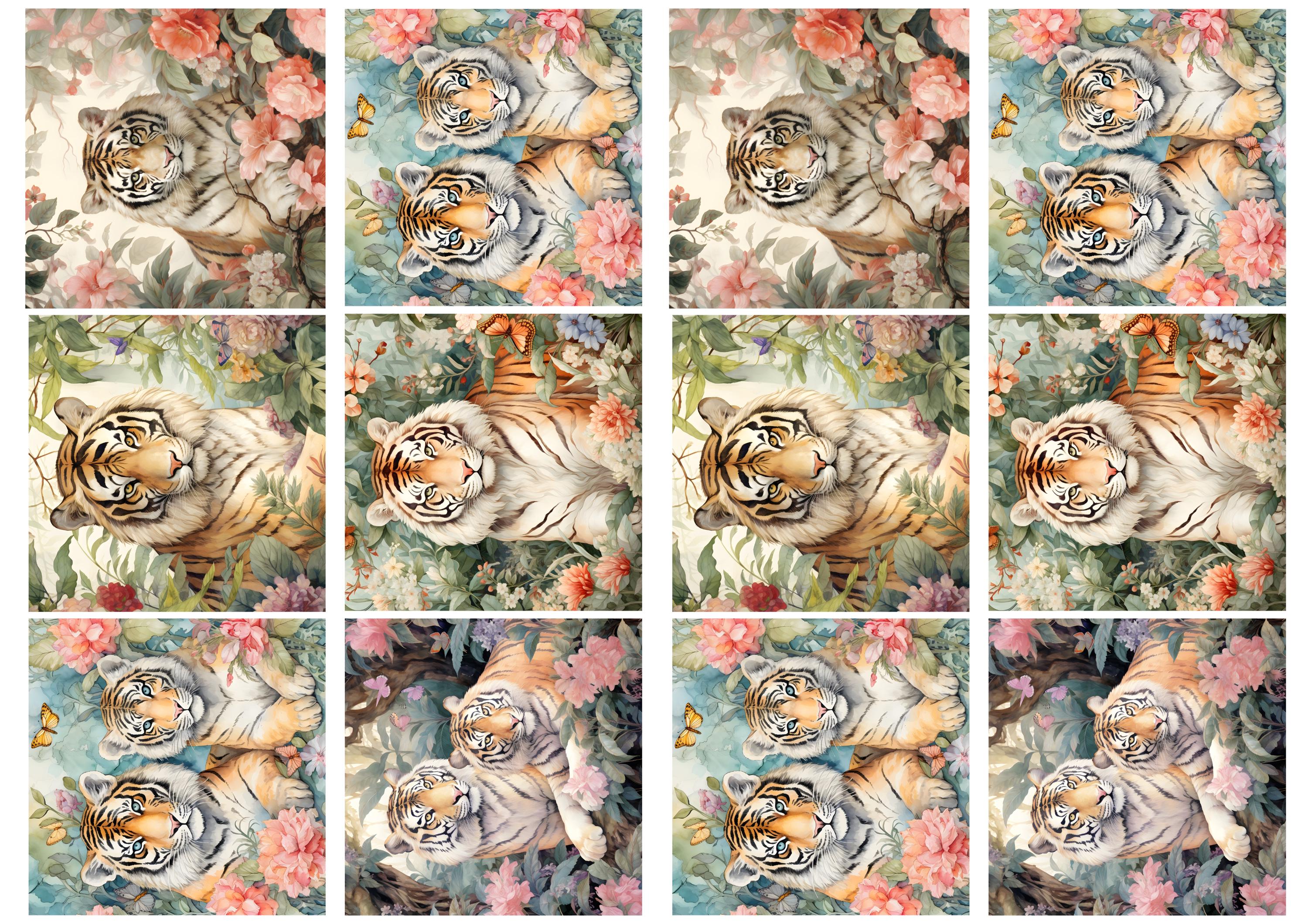Rice Paper for Decoupage / Tiger Jungle Cat Tigers / 1 Rice Paper / A4 ...