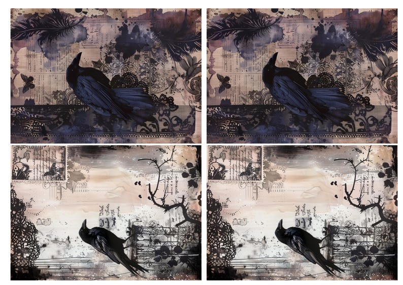 Rice Paper for Decoupage / Raven Ravens Halloween Gothic / 1 Rice Paper ...