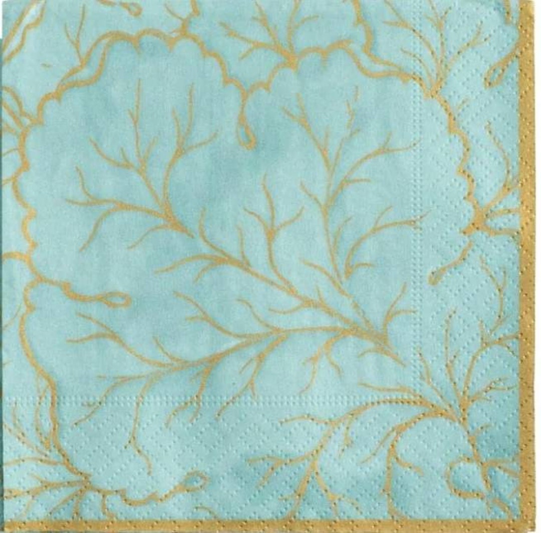 Decoupage Napkins- Coral Ocean Paper Napkins- Set of 3- Cocktail Size ...