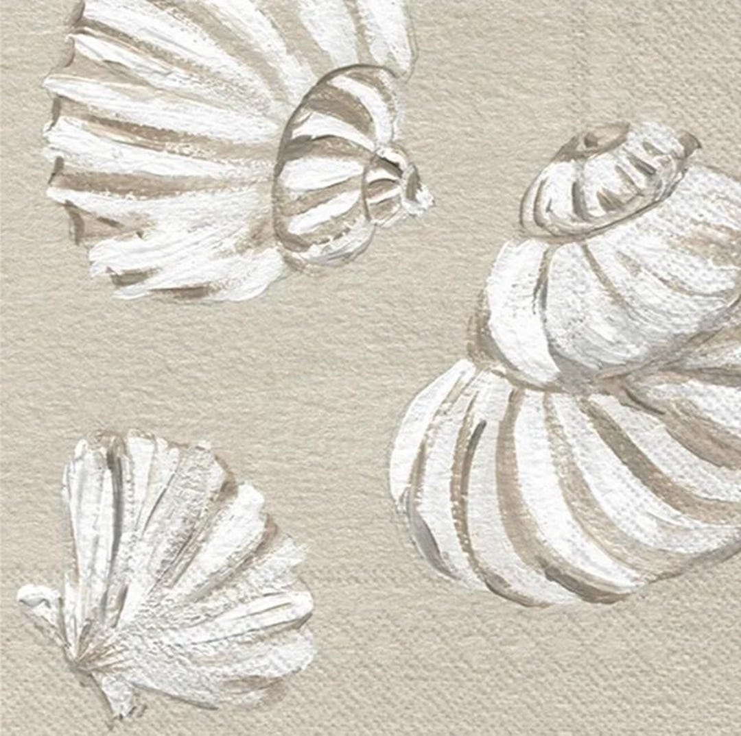 Decoupage Napkins- White Beach Seashells Neutral Paper Napkins- Set of ...