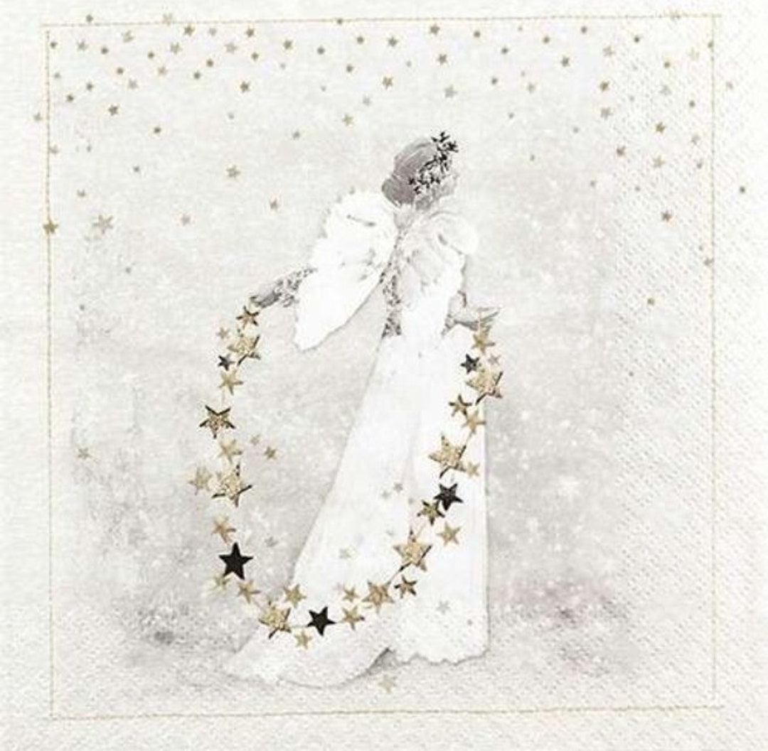 Decoupage Napkins- Angel Stars Paper Napkins- Set of 3 - Luncheon Size ...