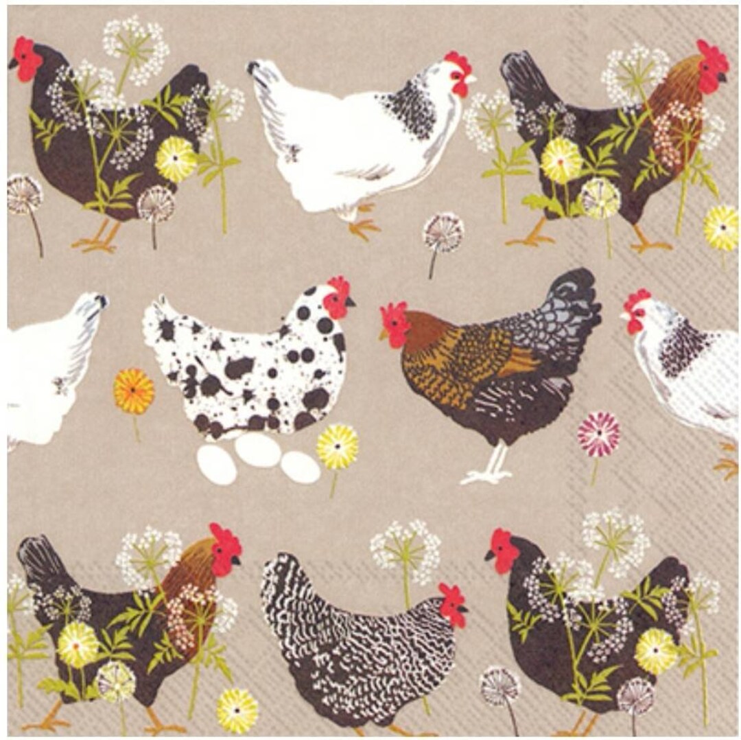 Decoupage Napkins, Chicken Paper Napkins - Set of 3- Cocktail Size - Etsy