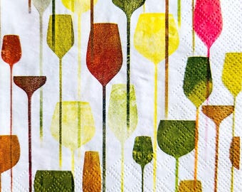 Decoupage Napkins- Grapes & Wine Paper Napkins- Set of 3- Cocktail Size ...