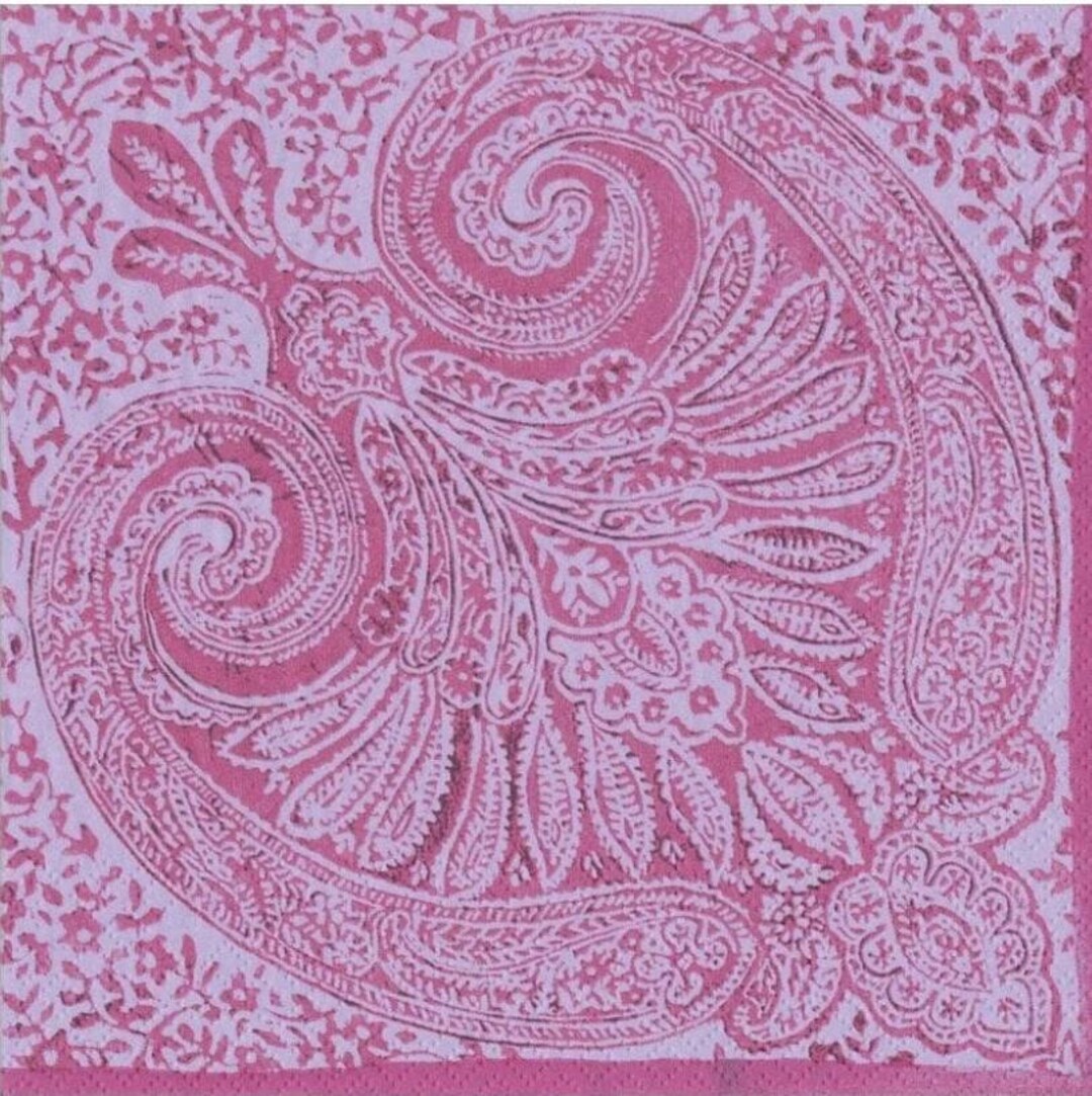 Decoupage Napkins- Pink Paisley Paper Napkins- Set of 3 - Luncheon Size ...