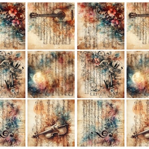 Rice Paper for Decoupage / Music Notes Sheet Music Violin Guitar / 1 ...