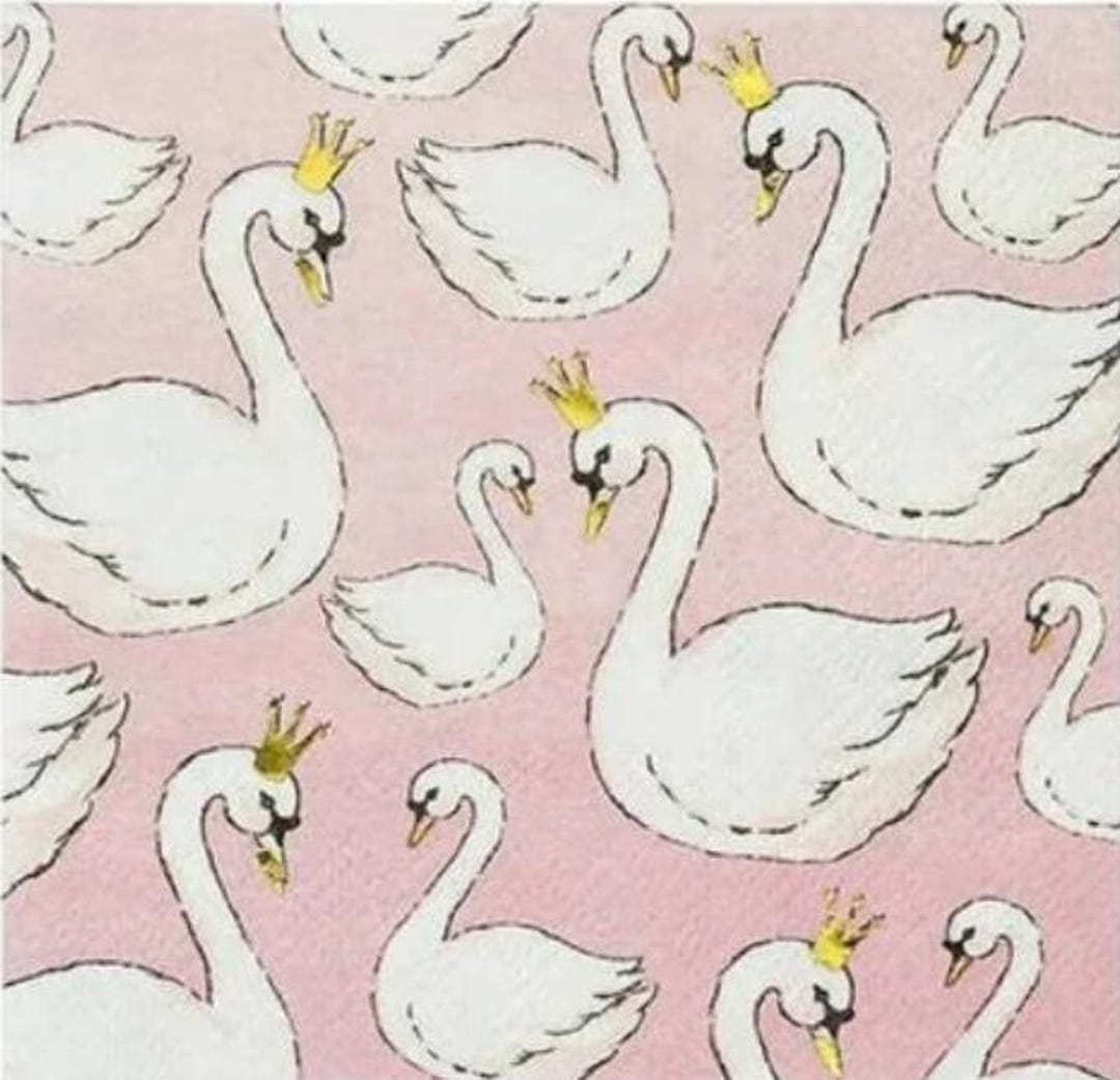 Decoupage Napkins- Swan Princess Paper Napkins- Set of 3- Cocktail Size ...