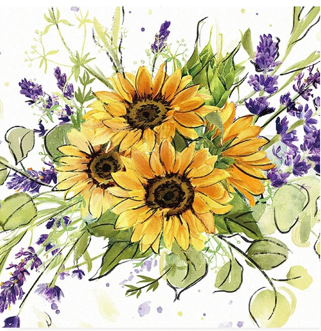 Decoupage Napkins- Sunflower Paper Napkins- Set of 3- Luncheon Size - Etsy