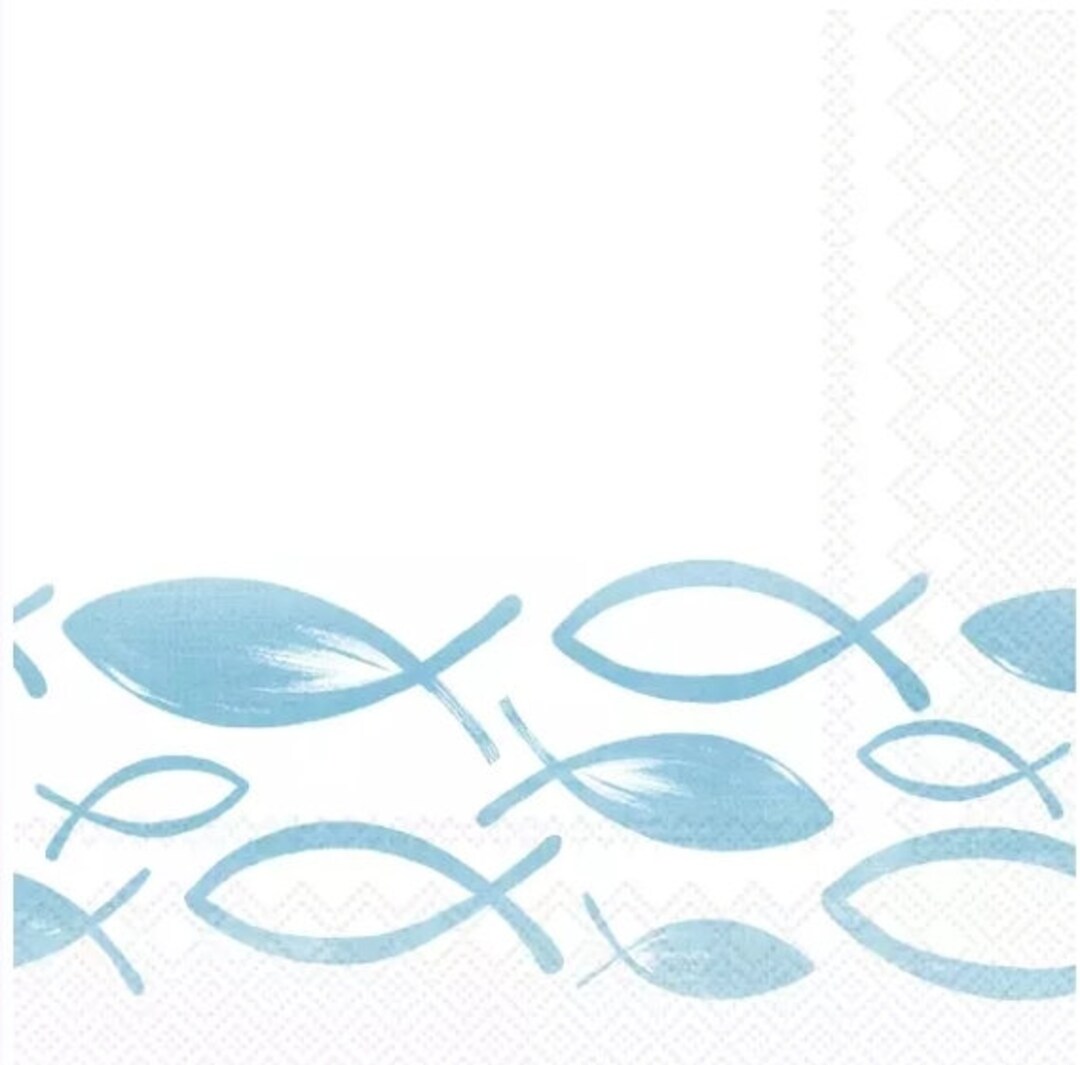 Decoupage Napkins- Fish Jesus Paper Napkins- Set of 3- Cocktail Size ...