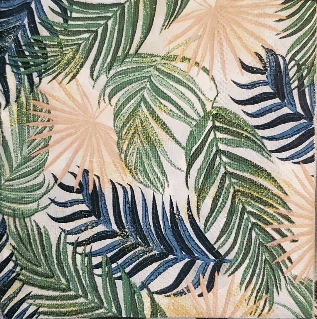 Decoupage Napkins- Tropical Palm Tree Leaf Paper Napkins- Set of 3 ...