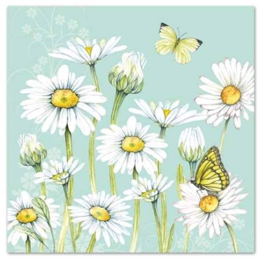 Decoupage Napkins Daisy Paper Napkins Set of 3 Cocktail Size - Etsy