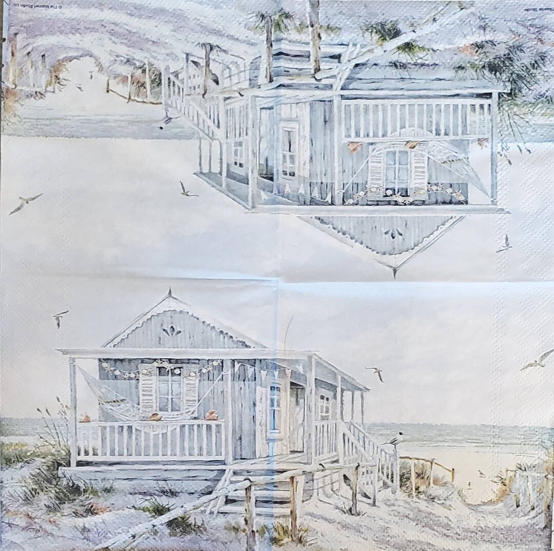 Decoupage Paper Napkins - Beach House Paper Napkins - Set of 3 ...