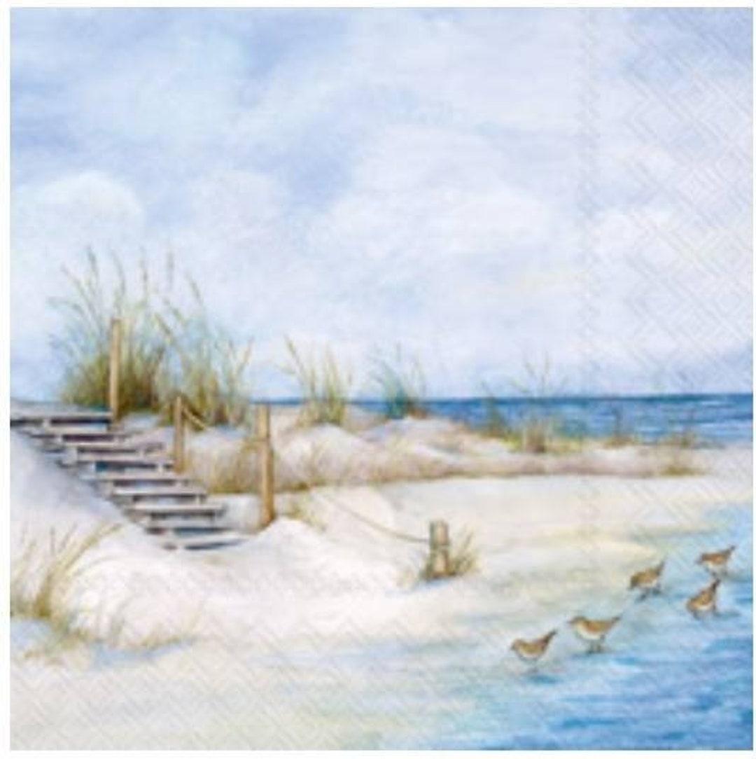 Decoupage Napkins Beach Scene Paper Napkins Set of 3 Cocktail Size - Etsy