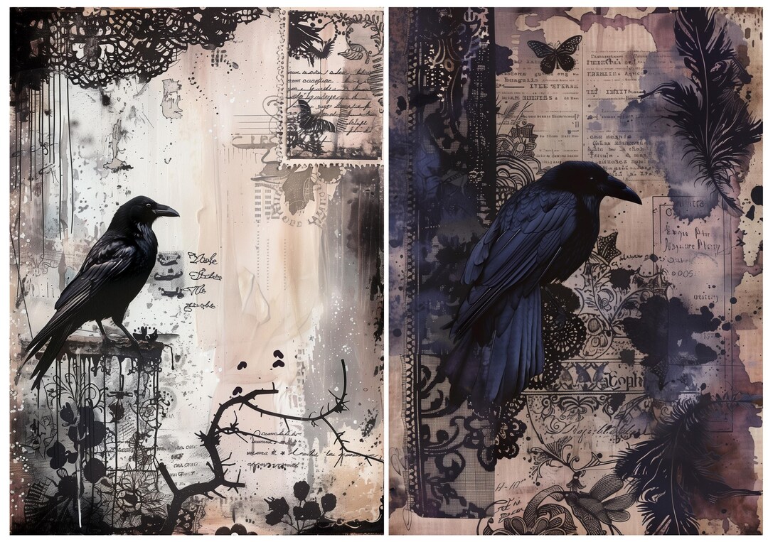 Rice Paper for Decoupage / Raven Ravens Halloween Gothic / 1 Rice Paper ...