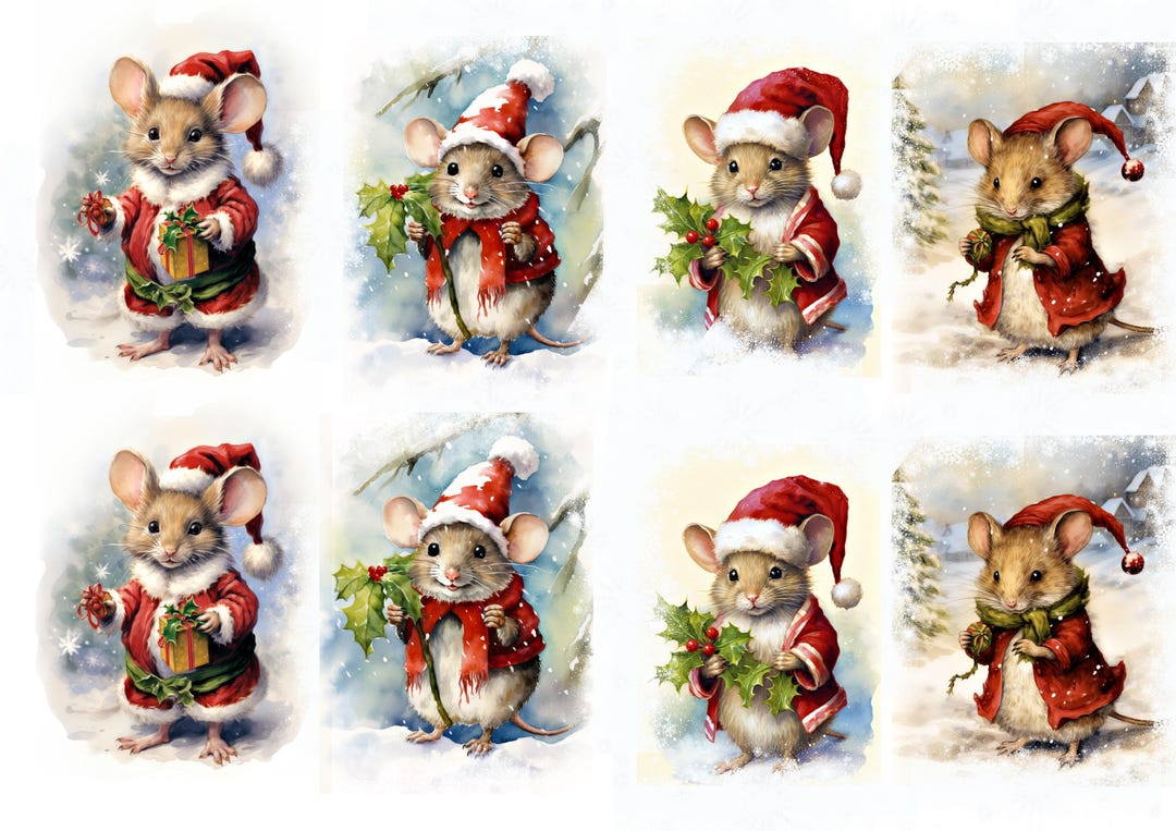 Rice Paper for Decoupage / Christmas Mice Mouse / 1 Rice Paper / A4 ...